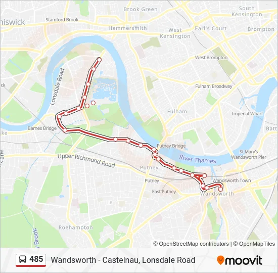 485 Route: Schedules, Stops & Maps - Wandsworth (Updated)