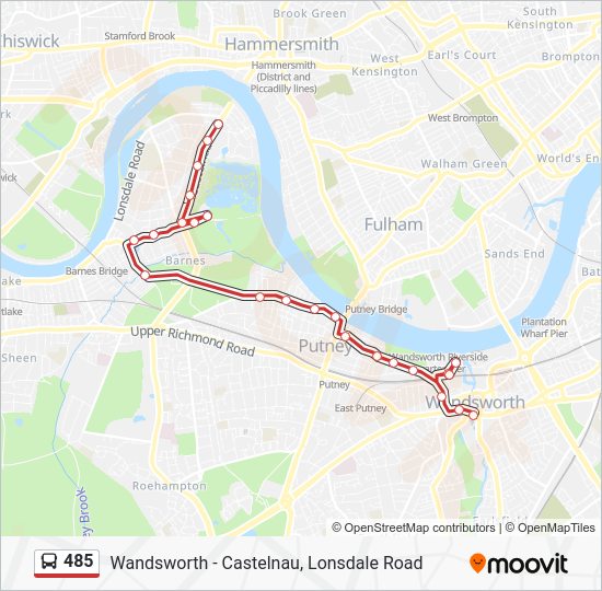 485 Route: Schedules, Stops & Maps - Castelnau, Lonsdale Road (Updated)