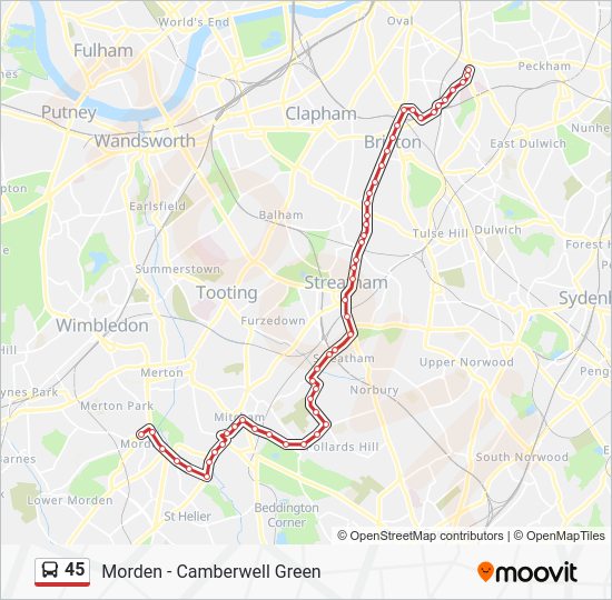 45 Route: Schedules, Stops & Maps - Elephant & Castle (Updated)