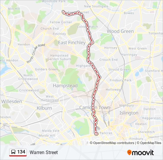 134 Route: Schedules, Stops & Maps - Warren Street (Updated)