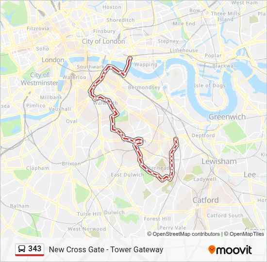 343 Route: Schedules, Stops & Maps - New Cross Gate (Updated)