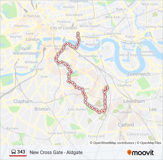 343 Route: Schedules, Stops & Maps - Aldgate (Updated)