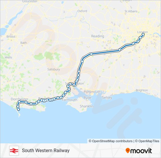 SOUTH WESTERN RAILWAY Route: Schedules, Stops & Maps - Weymouth (Updated)