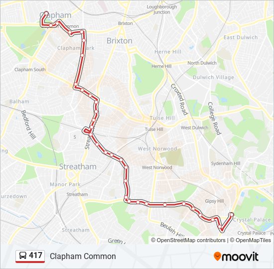 417 Route: Schedules, Stops & Maps - Clapham Common (Updated)