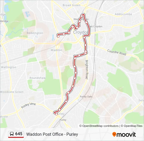 645 Route: Schedules, Stops & Maps - Waddon Post Office (Updated)