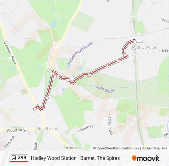 399 Route: Schedules, Stops & Maps - Barnet, the Spires (Updated)