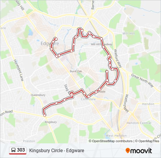 303 Route: Schedules, Stops & Maps - Edgware (Updated)