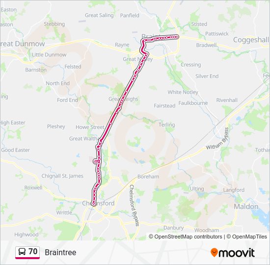 70 Route: Schedules, Stops & Maps - Braintree (Updated)