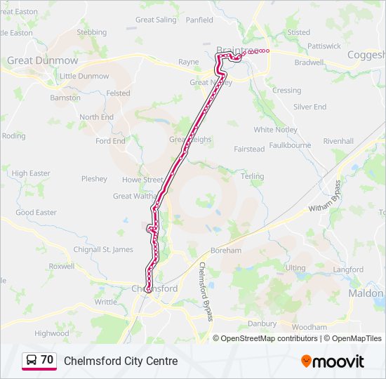 70 Route: Schedules, Stops & Maps - Chelmsford City Centre (Updated)
