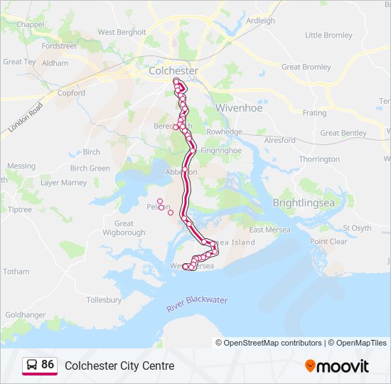 86 Route: Schedules, Stops & Maps - Colchester City Centre (Updated)