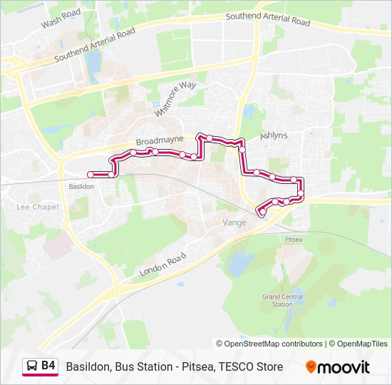B4 Route: Schedules, Stops & Maps - Pitsea (Updated)