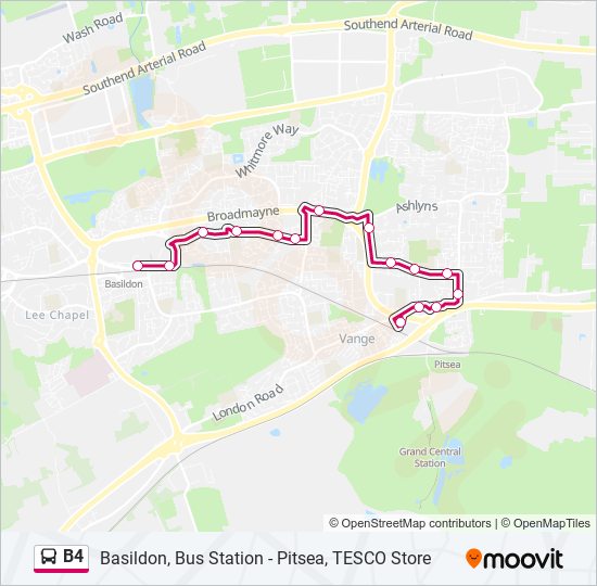 b4 Route: Schedules, Stops & Maps - Pitsea (Updated)