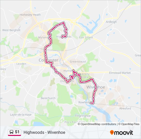 s1 Route: Schedules, Stops & Maps - Wivenhoe (Updated)