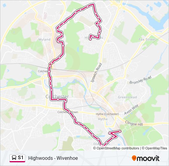 s1 Route: Schedules, Stops & Maps - Colchester (Updated)