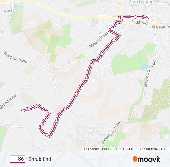 s6 Route: Schedules, Stops & Maps - Shrub End (Updated)