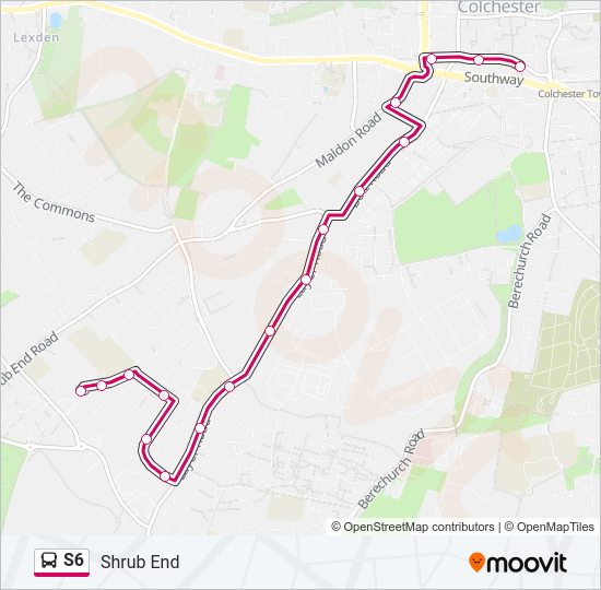 S6 Route: Schedules, Stops & Maps - Shrub End (Updated)