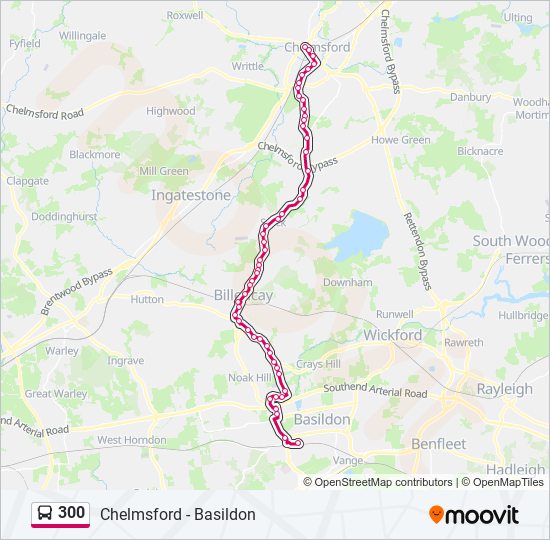 300 Route: Schedules, Stops & Maps - Chelmsford City Centre (Updated)