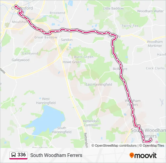 336 Route: Schedules, Stops & Maps - South Woodham Ferrers (Updated)