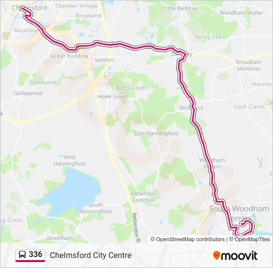 336 Route: Schedules, Stops & Maps - Chelmsford City Centre (Updated)