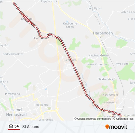 34 Route: Schedules, Stops & Maps - St Albans (Updated)