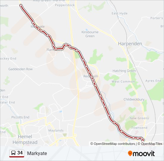 34 Route: Schedules, Stops & Maps - Markyate (Updated)