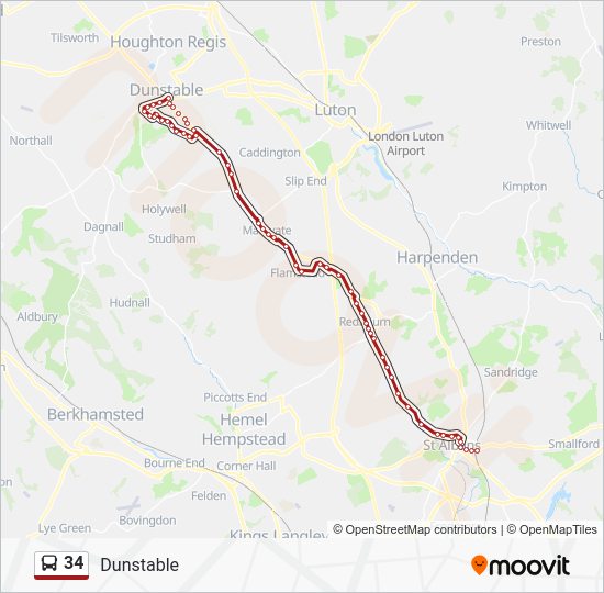 34 Route: Schedules, Stops & Maps - Dunstable (Updated)
