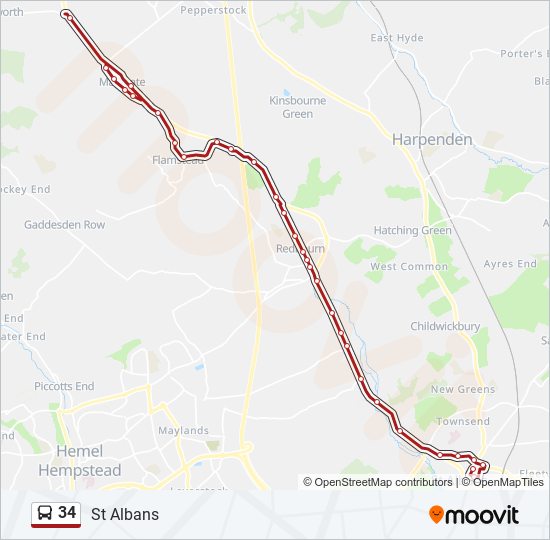 34 Route: Schedules, Stops & Maps - St Albans (Updated)
