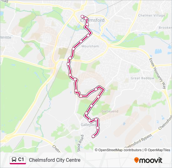 C1 Route: Schedules, Stops & Maps - Chelmsford City Centre (Updated)