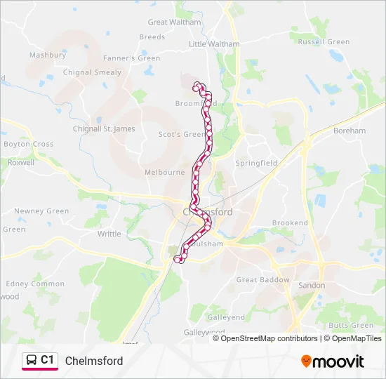 C1 Route: Schedules, Stops & Maps - Chelmsford (Updated)
