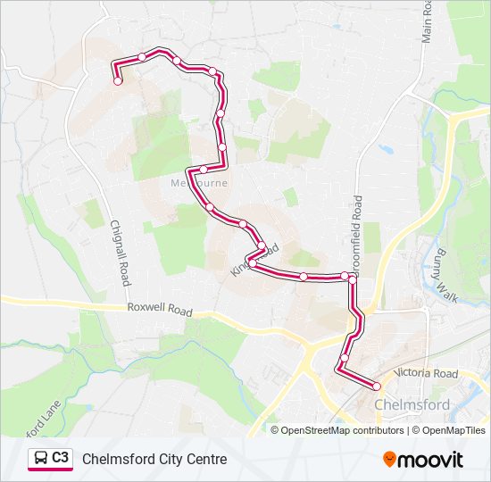 c3 Route: Schedules, Stops & Maps - Chelmsford City Centre (Updated)