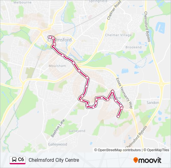 c6 Route: Schedules, Stops & Maps - Chelmsford City Centre (Updated)
