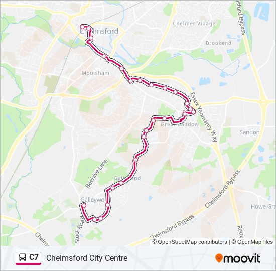 c7 Route: Schedules, Stops & Maps - Chelmsford City Centre (Updated)