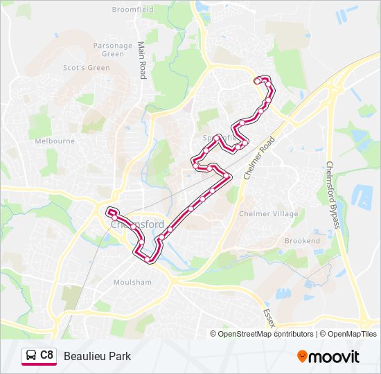 c8 Route: Schedules, Stops & Maps - Beaulieu Park (Updated)