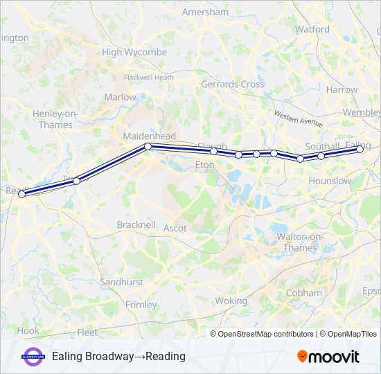 elizabeth Route: Schedules, Stops & Maps - Ealing Broadway‎→Reading ...