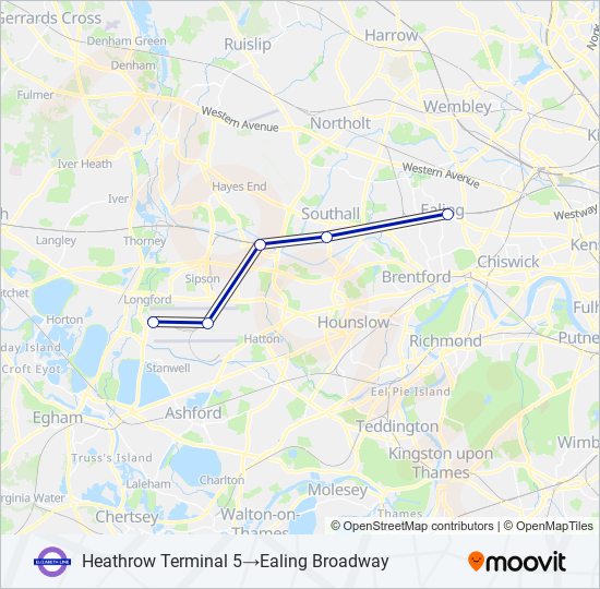 elizabeth Route: Schedules, Stops & Maps - Heathrow Terminal 5‎→Ealing ...