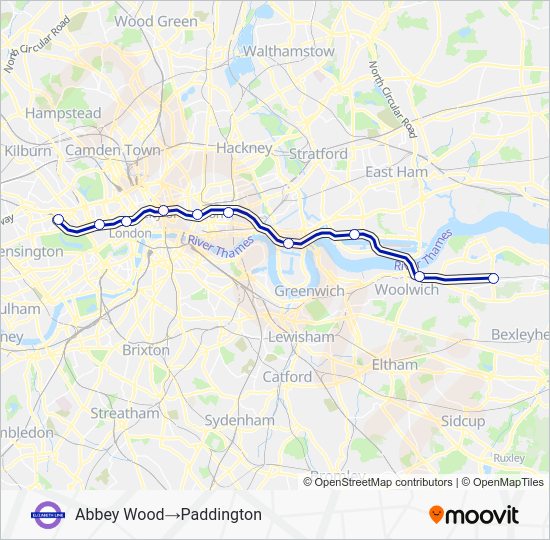 elizabeth Route: Schedules, Stops & Maps - Abbey Wood‎→Paddington (Updated)