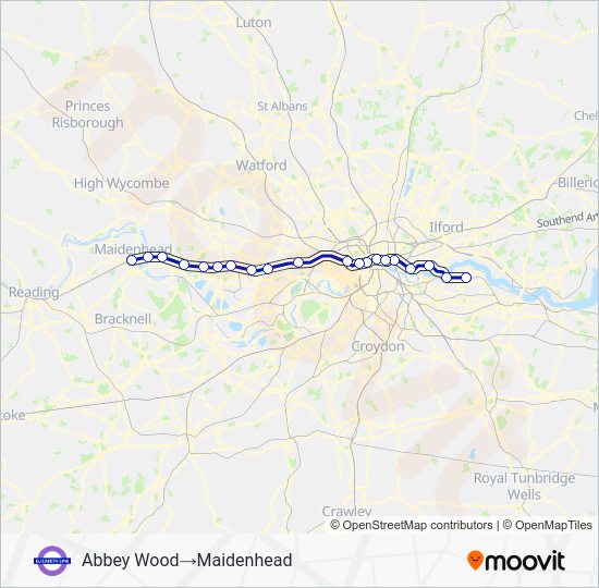 elizabeth Route: Schedules, Stops & Maps - Abbey Wood‎→Maidenhead (Updated)
