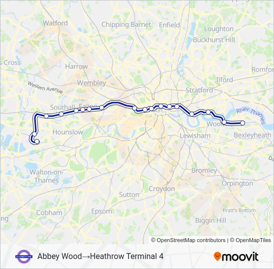 ELIZABETH Route: Schedules, Stops & Maps - Abbey Wood‎→Heathrow ...