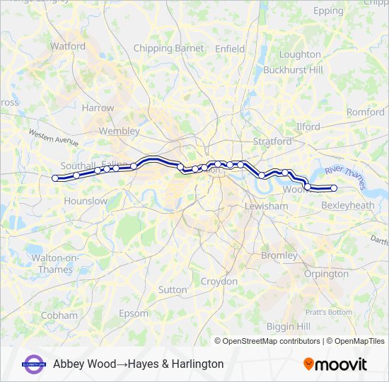 ELIZABETH Route: Schedules, Stops & Maps - Abbey Wood‎→Hayes ...