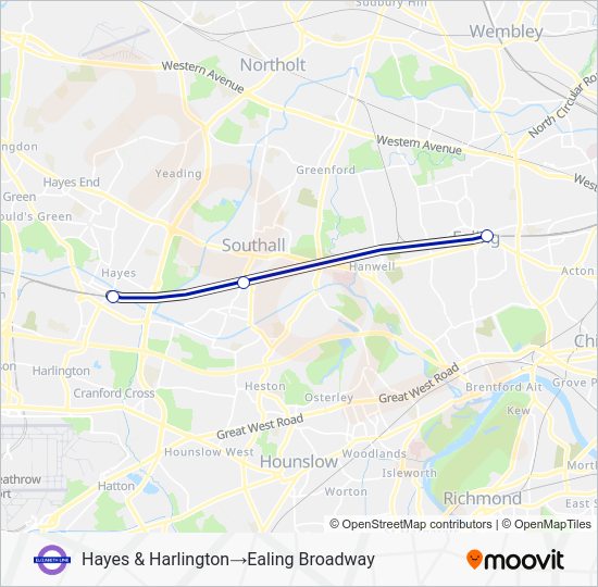 elizabeth Route: Schedules, Stops & Maps - Hayes & Harlington‎→Ealing ...