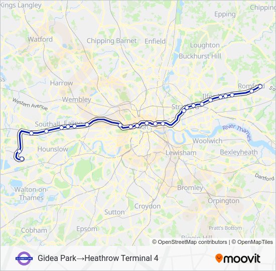 ELIZABETH Route: Schedules, Stops & Maps - Gidea Park‎→Heathrow ...