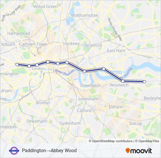 elizabeth Route: Schedules, Stops & Maps - Paddington‎→Abbey Wood (Updated)