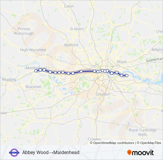 elizabeth Route: Schedules, Stops & Maps - Abbey Wood‎→Maidenhead (Updated)