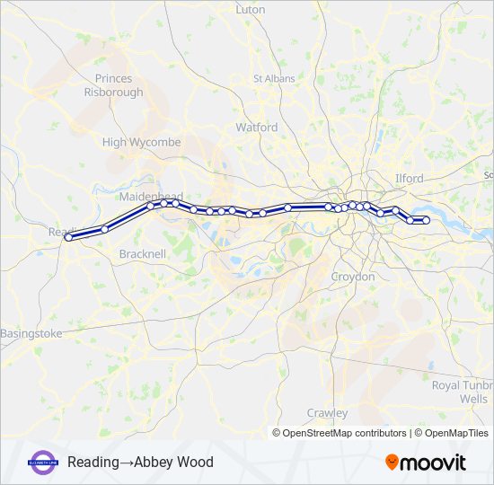 elizabeth Route: Schedules, Stops & Maps - Reading‎→Abbey Wood (Updated)