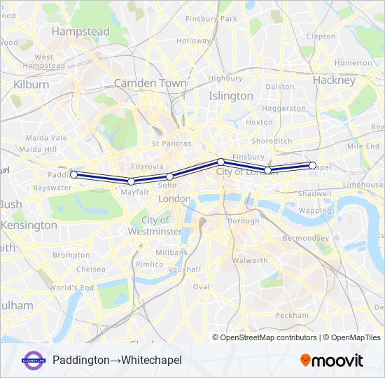 elizabeth Route: Schedules, Stops & Maps - Paddington‎→Whitechapel ...