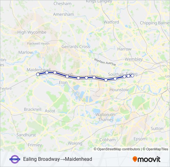 elizabeth Route: Schedules, Stops & Maps - Ealing Broadway‎→Maidenhead ...