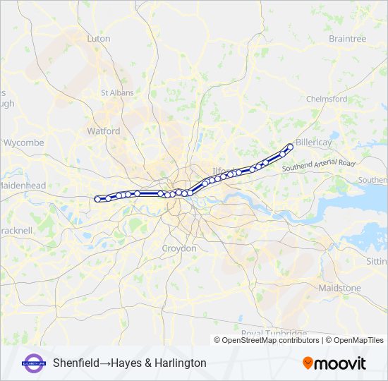 elizabeth Route: Schedules, Stops & Maps - Shenfield‎→Hayes ...