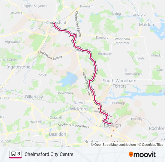 3 Route: Schedules, Stops & Maps - Chelmsford City Centre (Updated)