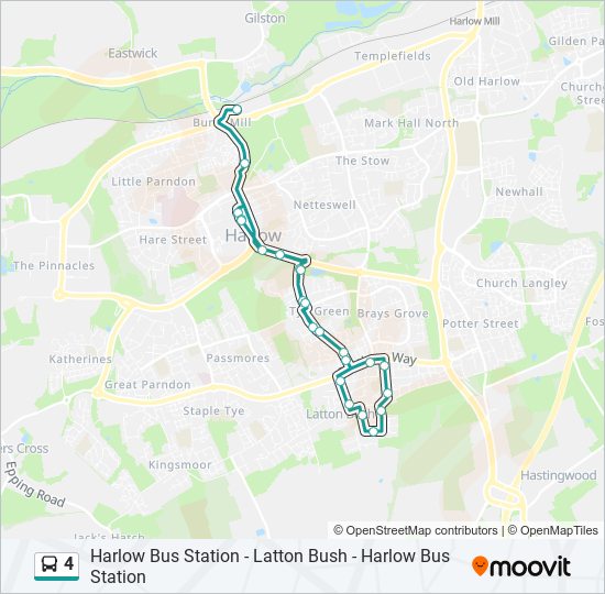 4 Route: Schedules, Stops & Maps - Harlow (Updated)