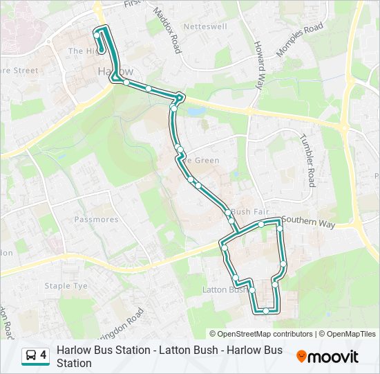4 Route: Schedules, Stops & Maps - Harlow Town Centre (Updated)